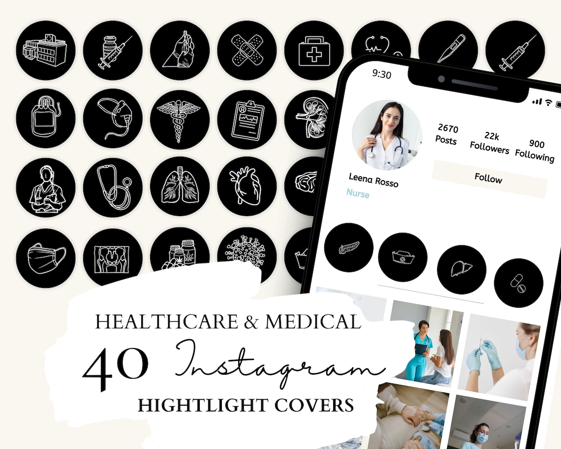Medical Instagram Highlight Covers | 40 Medical & Health Care White ...