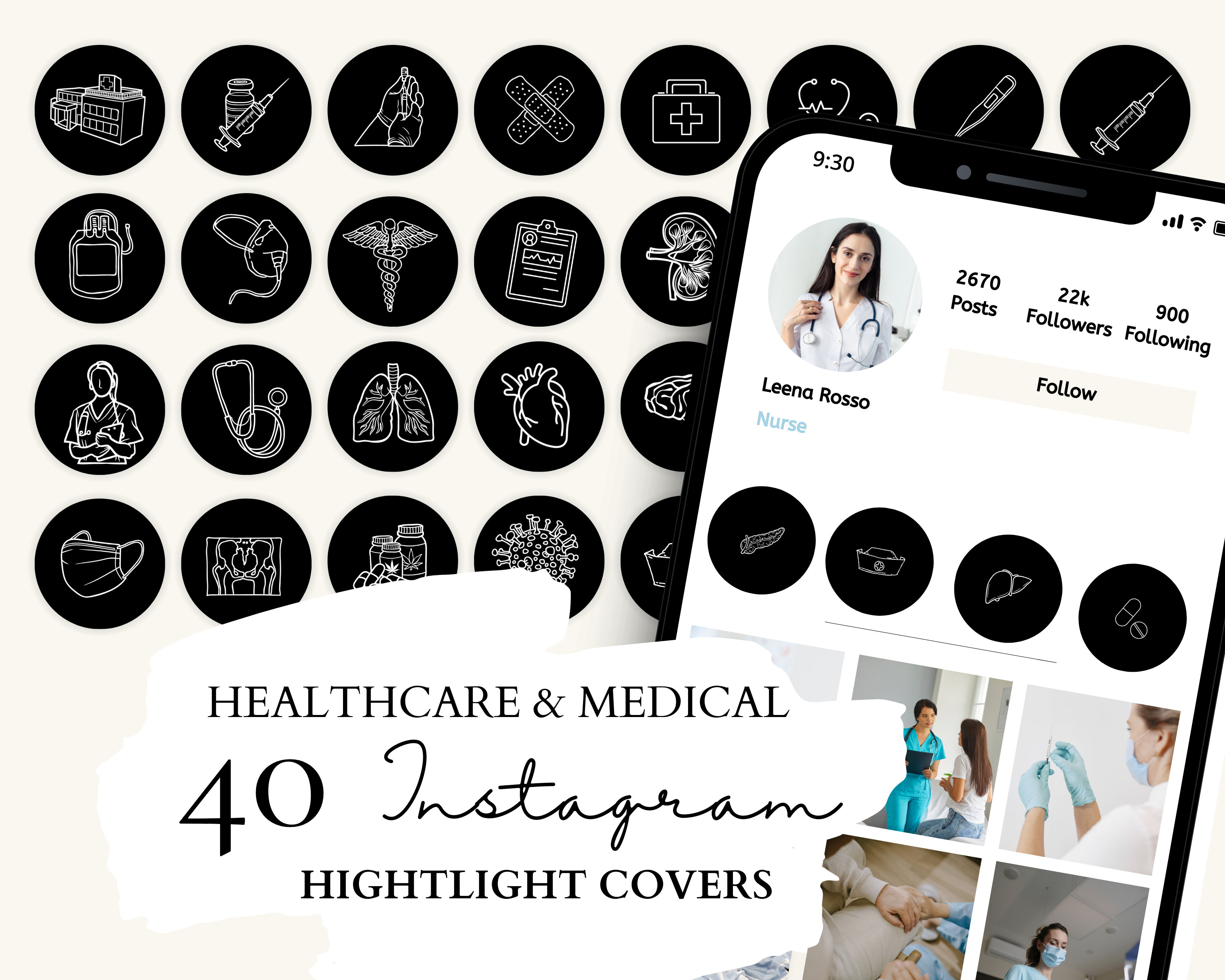 Medical Instagram Highlight Covers | 40 Medical & Health Care White ...