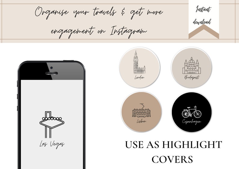 Travel Instagram Highlight Cover | 61 Top Visited Cities Illustrations ...