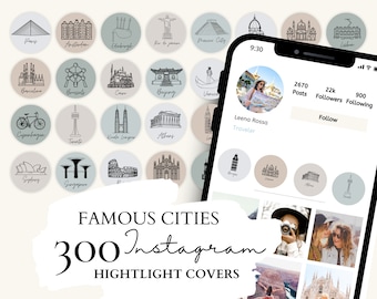 Travel Instagram Highlight Covers Ouane | 21 Top Visited Cities Design ...