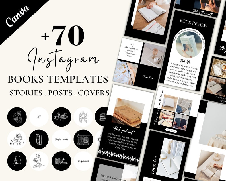 Books Instagram Templates, Canva Templates | +70 Bookstagram Minimalist ...