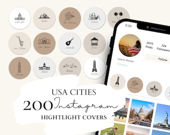 Travel Instagram Highlight Covers | 40 Cities USA Highlight Covers for ...