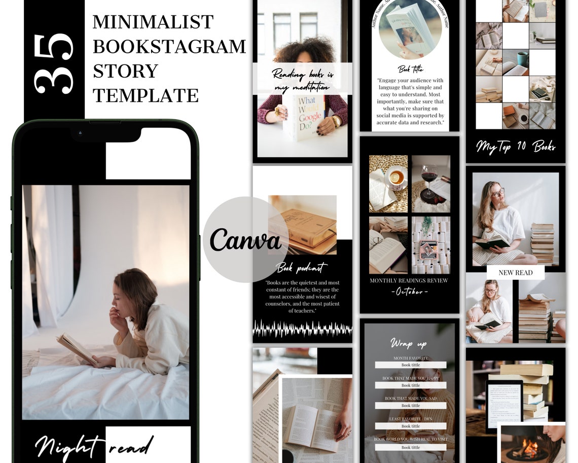 Books Instagram Story Templates, Canva Templates | 35 Bookstagram ...