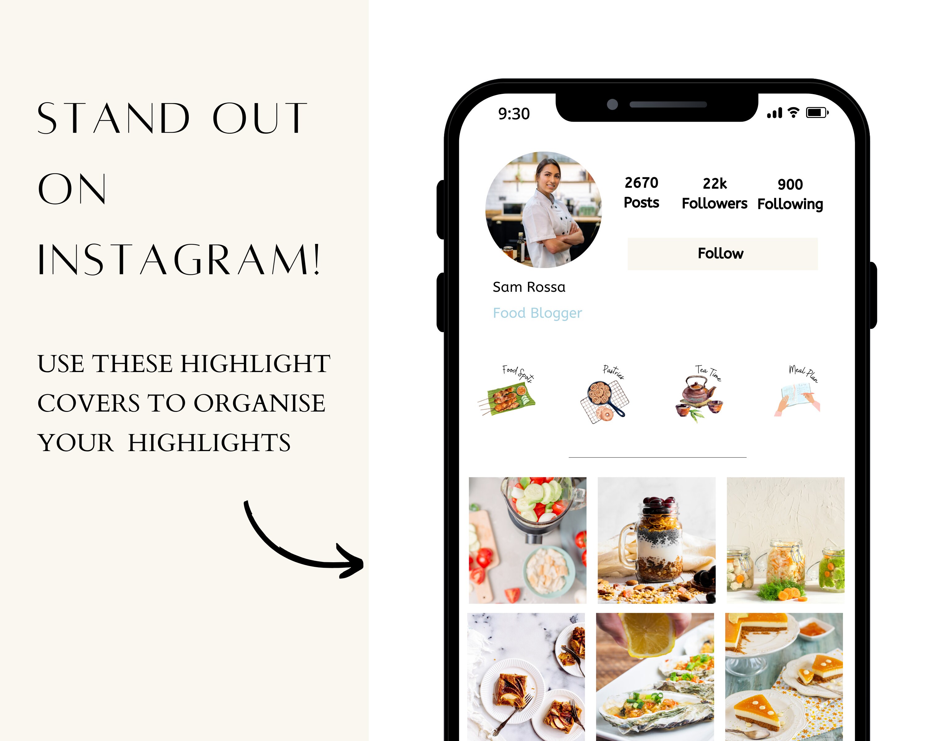 Food Blogger Instagram Highlight Covers Watercolor Food Icons 30 ...