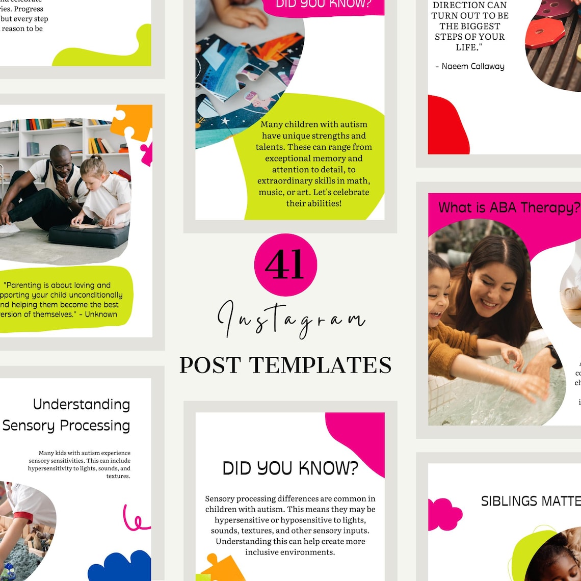 Autism Instagram Posts Templates, Canva Templates | 41 Autism Awareness ...