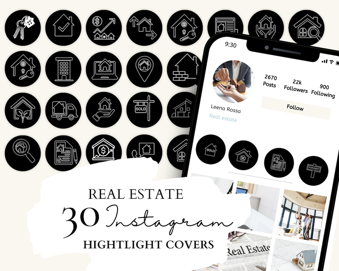 Real Estate Instagram Highlight Covers I 30 Real Estate White ...
