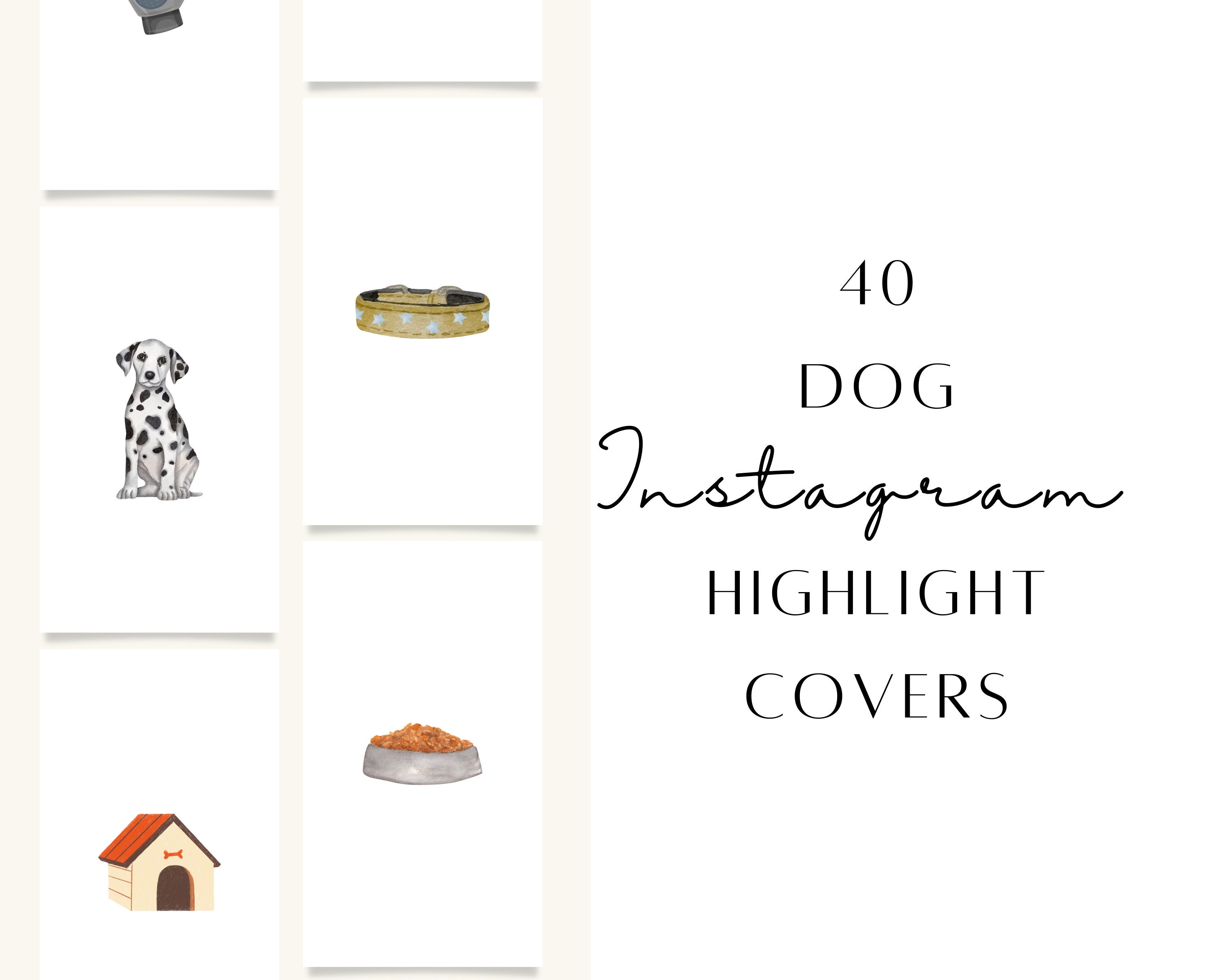 Dog Instagram Highlight Covers | Watercolor Dog Icons | 40 Watercolor ...