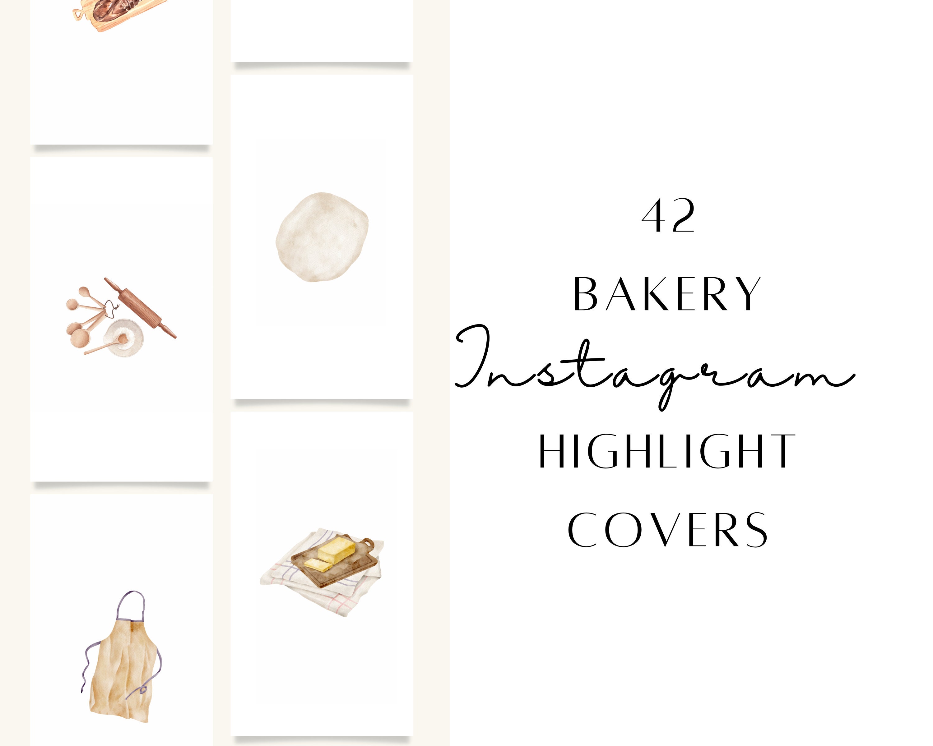 Baking Instagram Highlight Covers I Bakery Icons | 42 Baking Watercolor ...