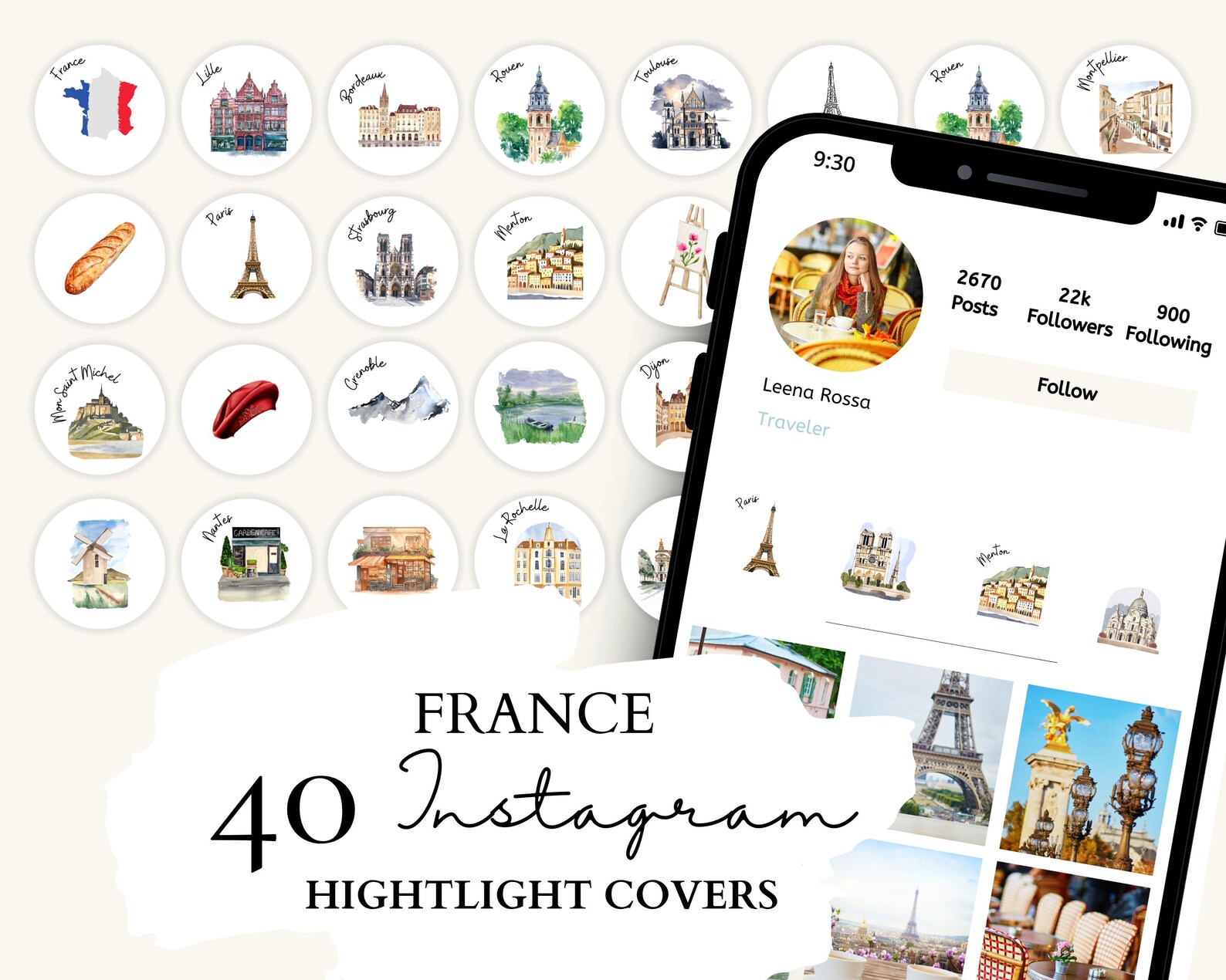 Instagram France Highlight Covers I Travel Highlight Icons | 40 French ...