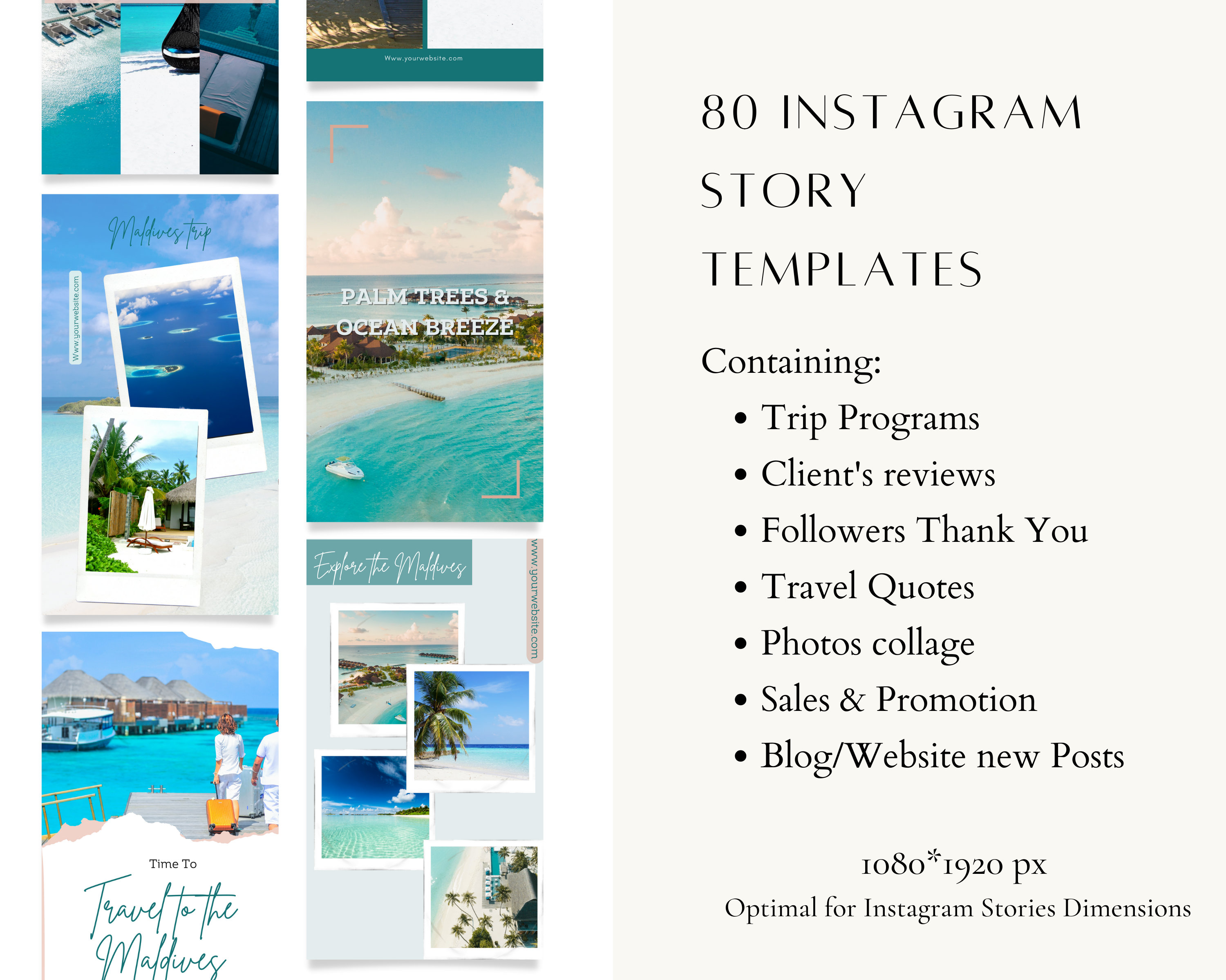 Travel Agent Instagram Story Templates| Canva Templates | 80 Travel ...