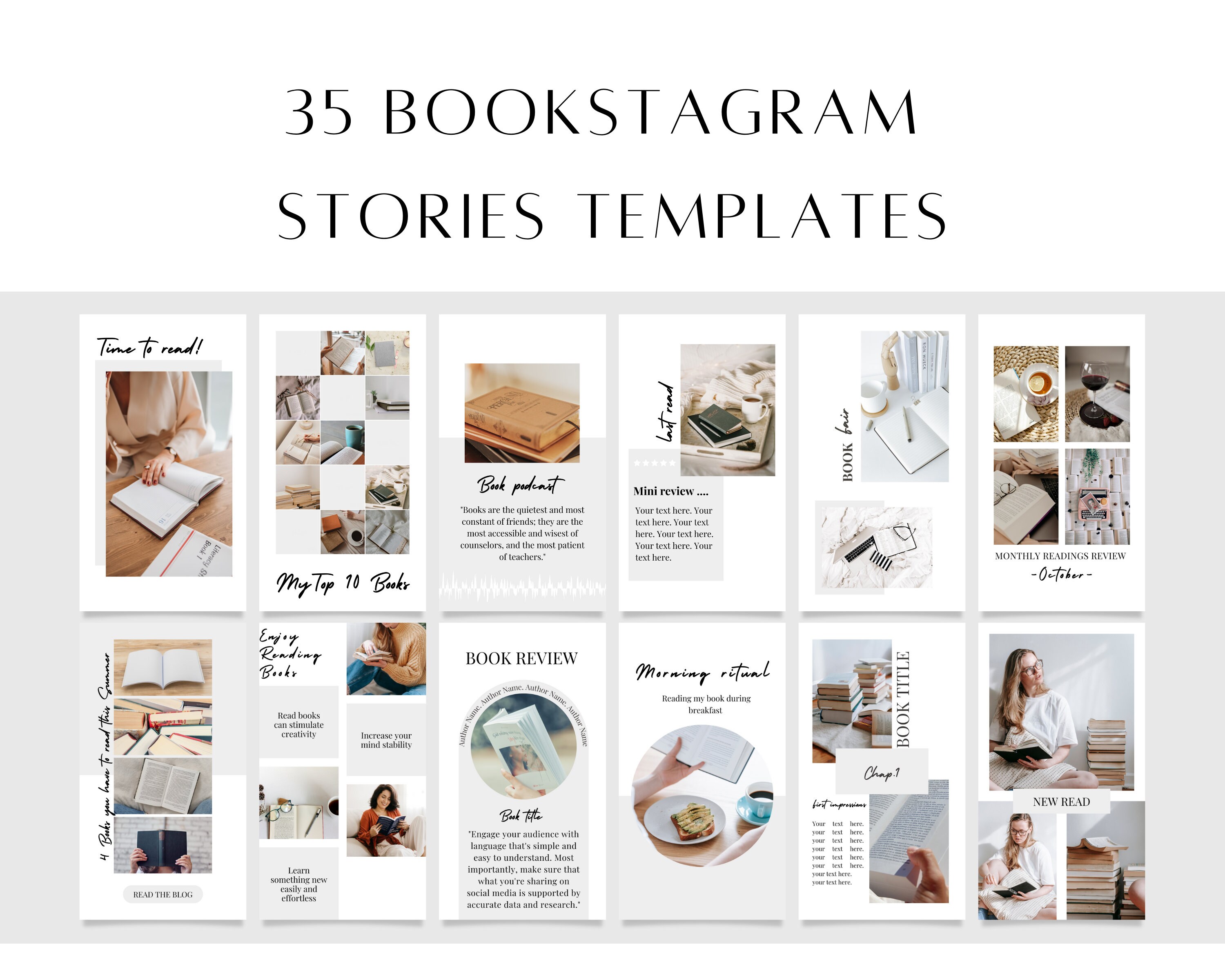 Books Instagram Templates, Canva Templates | +70 Bookstagram Minimalist ...