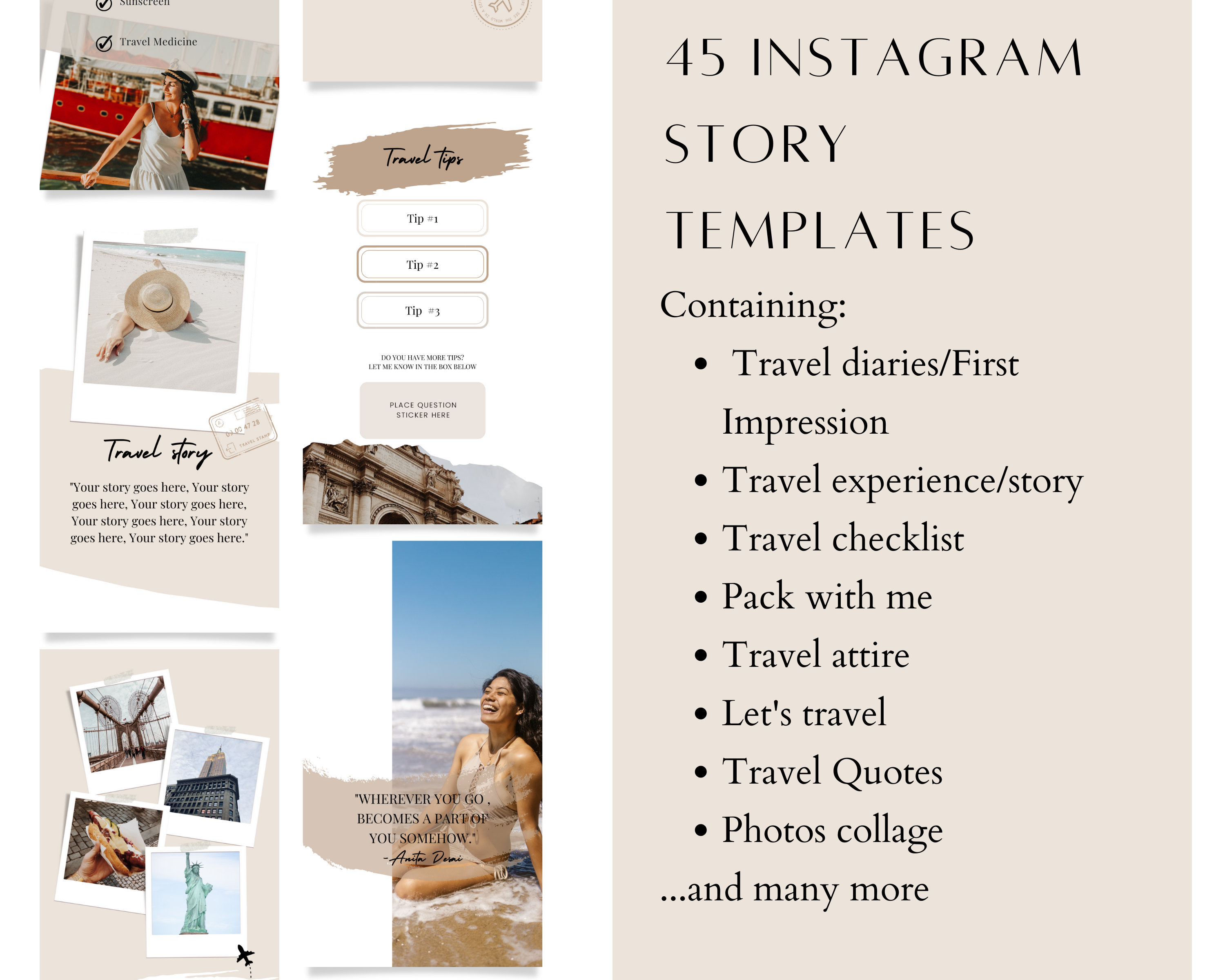 Travel Instagram Story Templates, Canva Templates | 45 Travel Creative ...