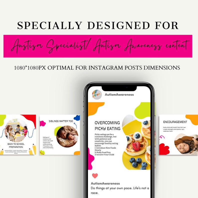Autism Instagram Posts Templates, Canva Templates | 41 Autism Awareness ...