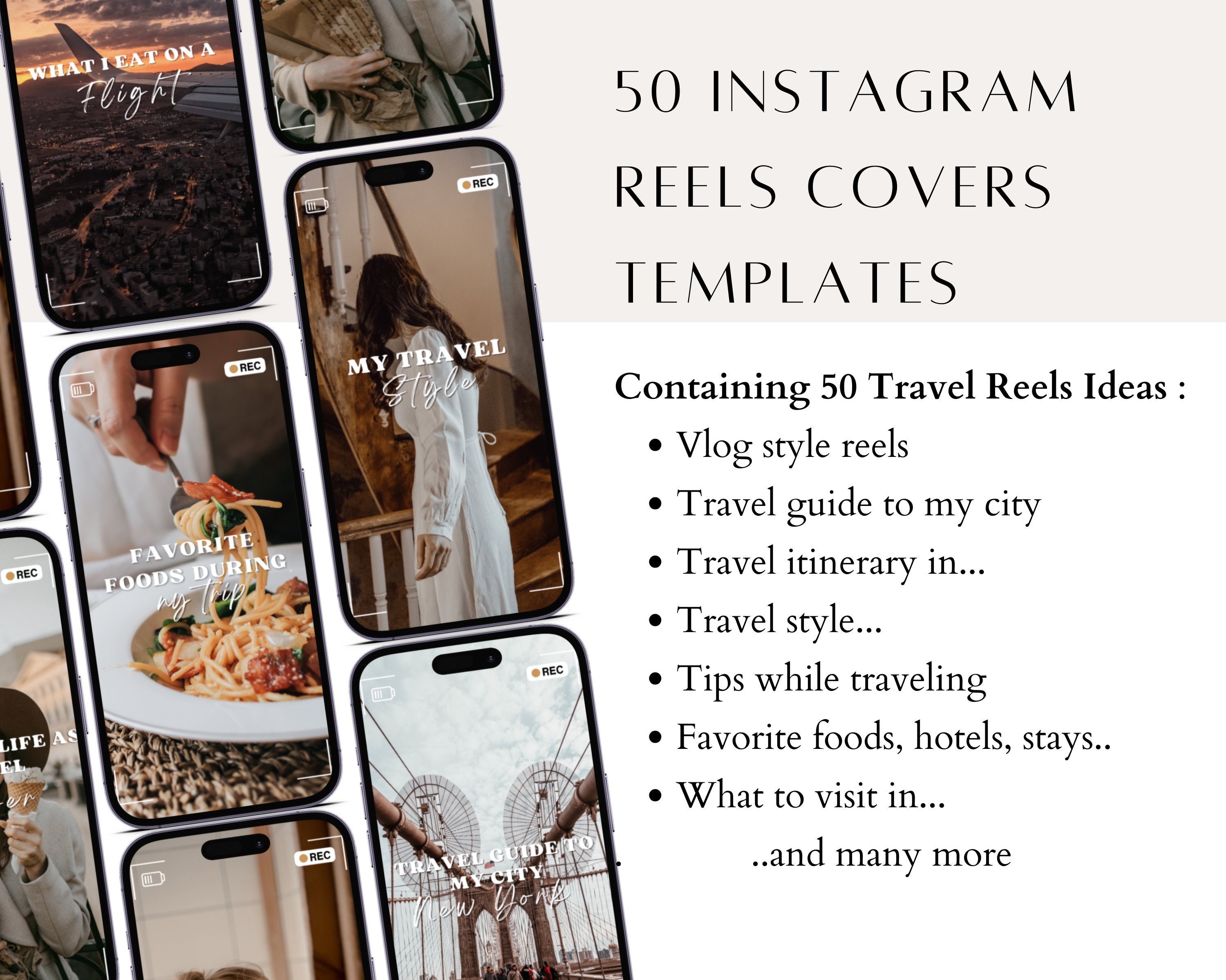 Travel Instagram Reels Covers, Canva Templates 50 Travel Reels Covers ...
