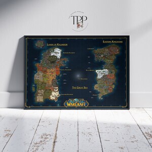 World of Warcraft Map Poster, Azeroth Map Wall Art, Shadowlands Print ...