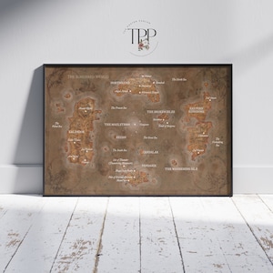 World of Warcraft Map Poster, Azeroth Map Wall Art, Shadowlands Print ...
