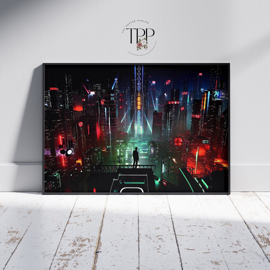 Cyberpunk Night City Poster, Futuristic Wall Art, Gaming Room Decor ...