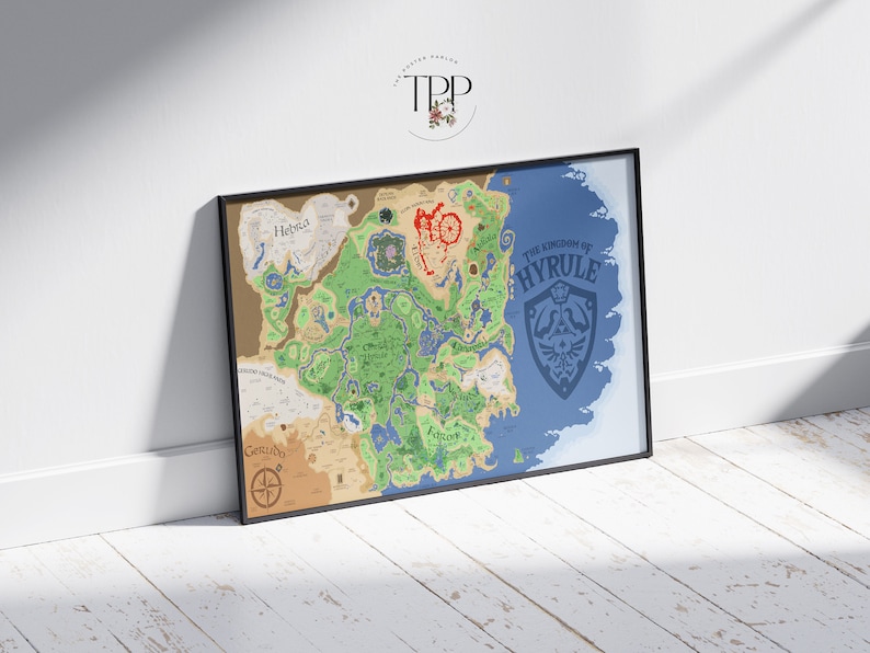 Legend of Zelda Map Poster Breath of the Wild Wall Art - Etsy