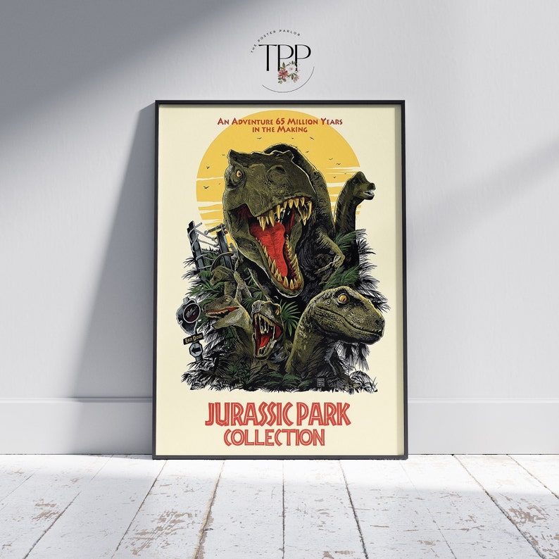 Jurassic Park Movie Poster, Vintage Style Wall Art, Isla Nublar ...