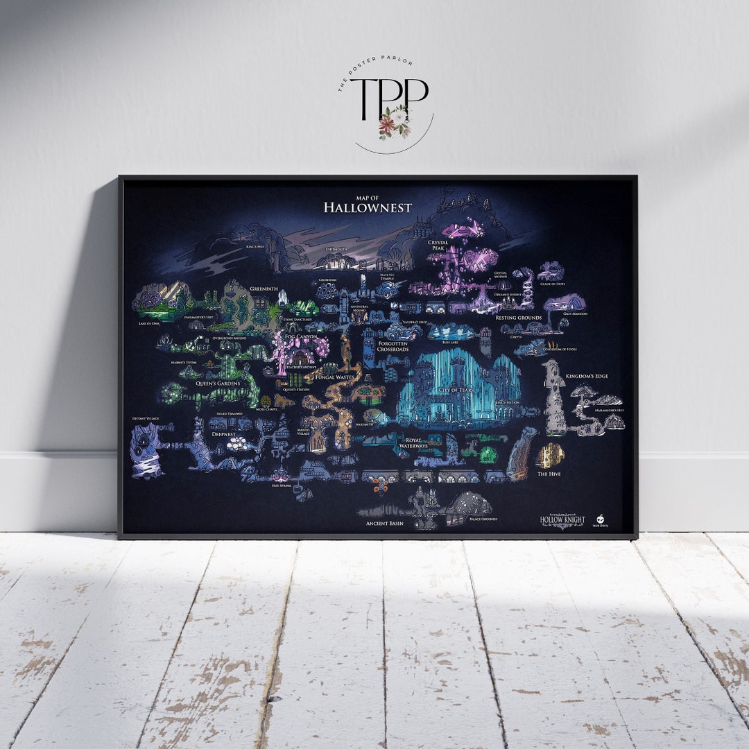 Hollow Knight Map Poster, Game Art Wall Decor, Hollownest World Map - Etsy