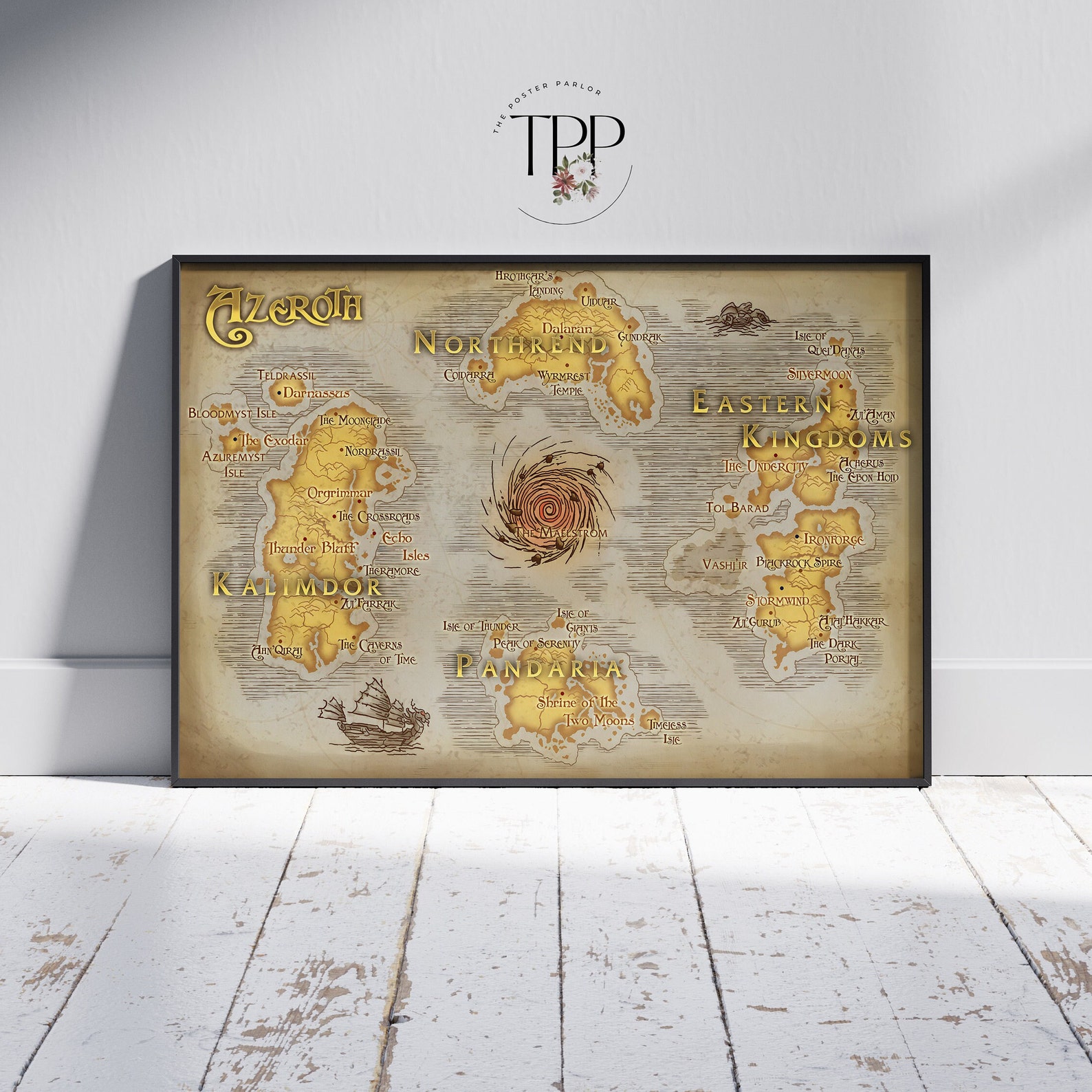 World of Warcraft Map Poster, Azeroth Map Wall Art, Shadowlands Print ...