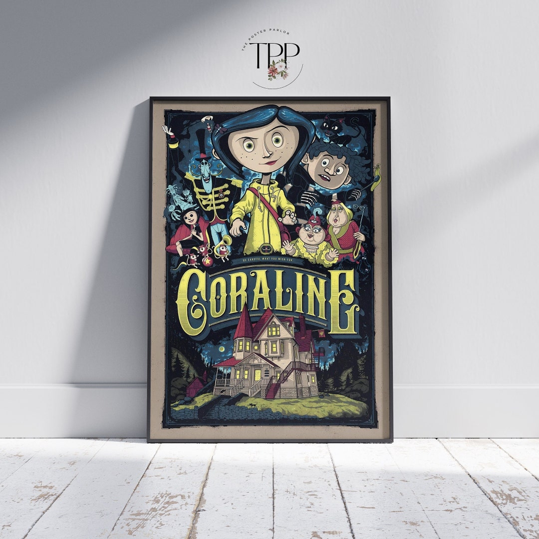 Coraline Movie Poster, Halloween Print, Gothic Wall Art, Kids Room ...