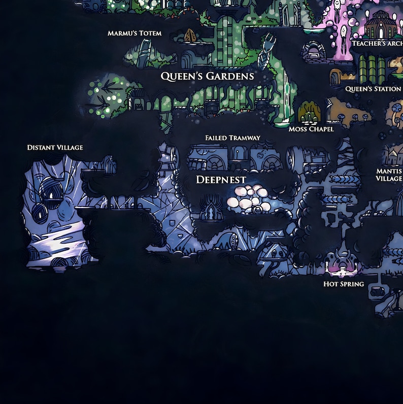 Hollow Knight Map Poster Game Art Wall Decor Hollownest - Etsy Australia