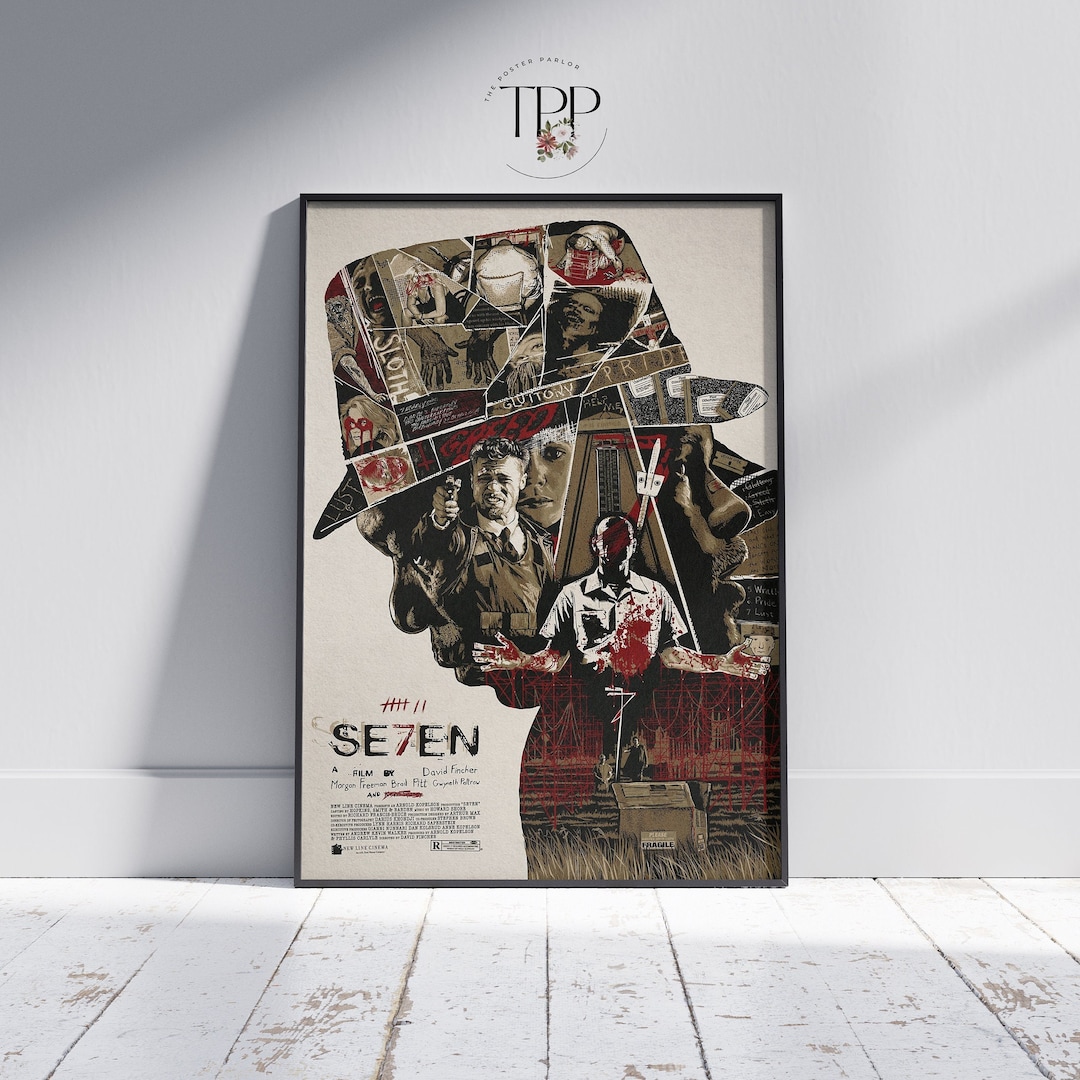 Se7en Movie Poster, Vintage Cinema Decor, Film Art Print, Morgan ...