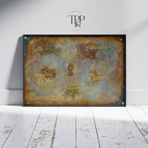 World of Warcraft Map Poster, Azeroth Map Wall Art, Shadowlands Print ...