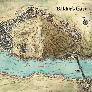 Vintage Baldur's Gate City Map Poster: Fantasy RPG Wall Art - Etsy