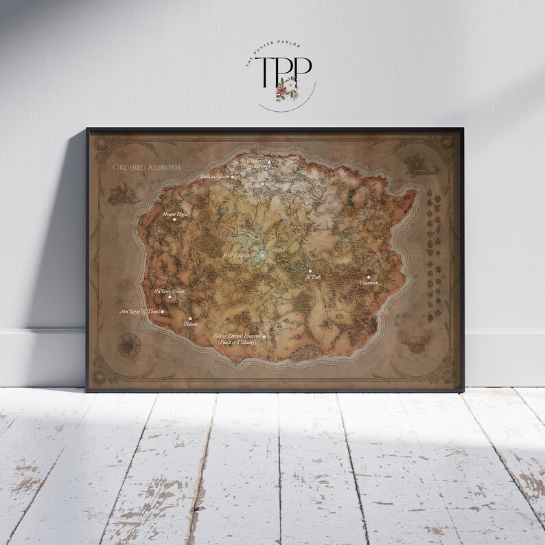 World of Warcraft Map Poster, Azeroth Map Wall Art, Shadowlands Print ...