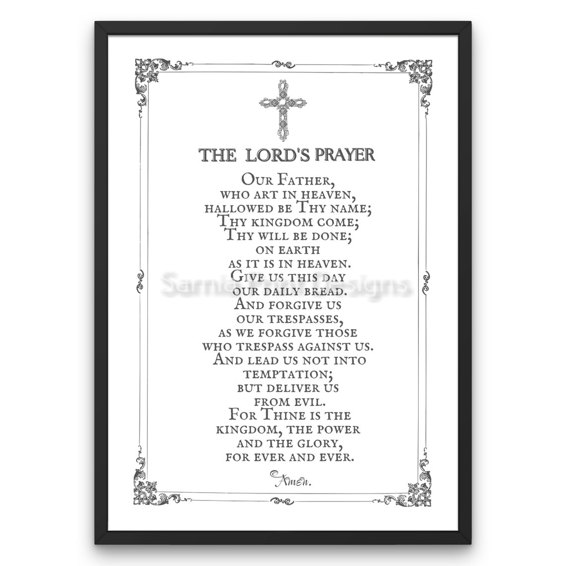 The Lord's Prayer Gray/brown Letters Vintage Designs 3 X A4 Unframed ...
