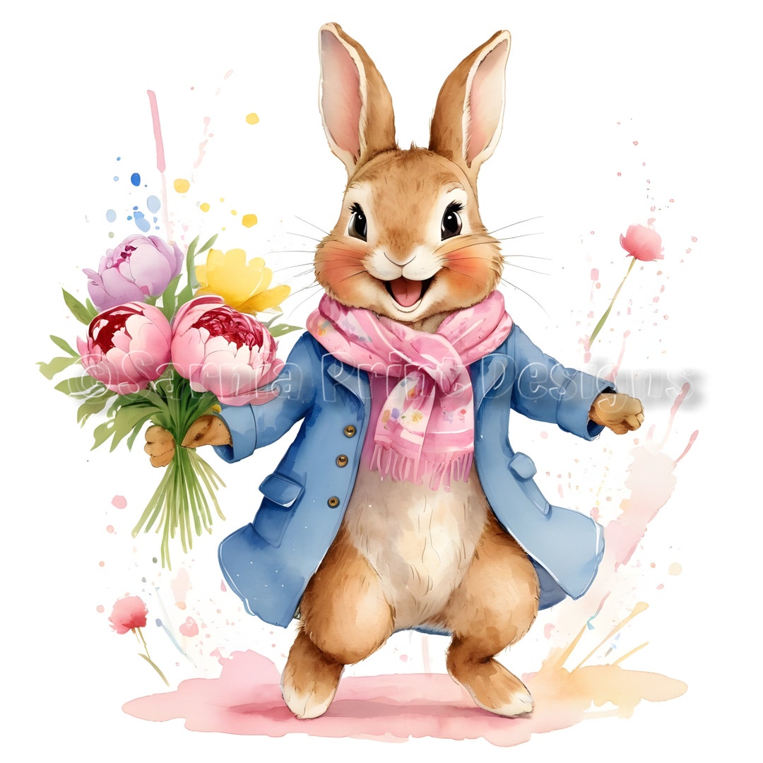Peter Rabbit Beatrix Potter Style Spring Bunny Watercolour Clipart Card ...