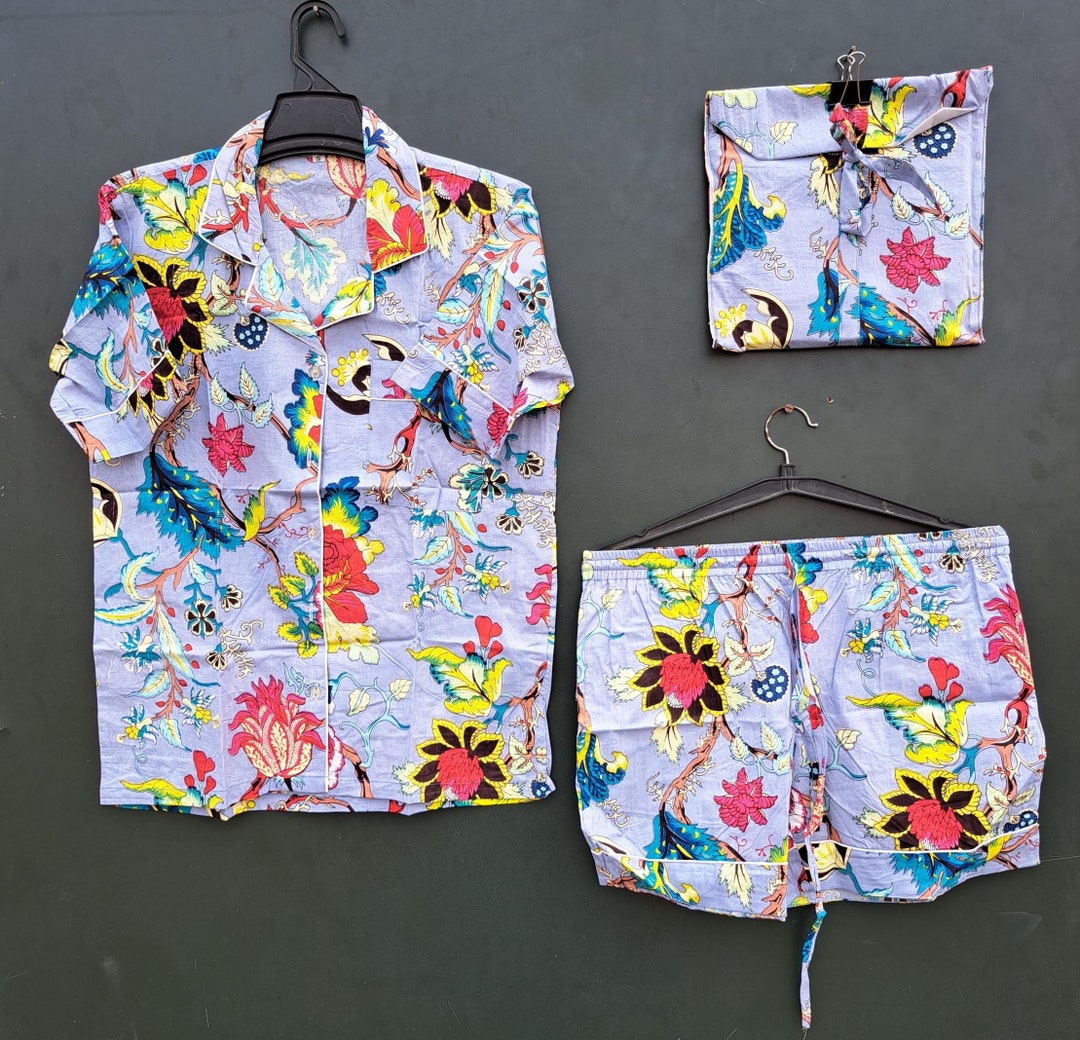 Hand Block Print Cotton Short Wear Pj for Women | Cotton Pj Set ...