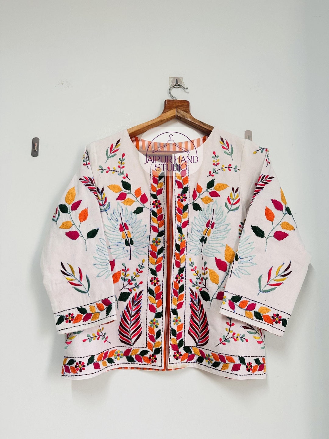 White Color Embroidery Women Jacket | Handmade Stitched Jacket ...