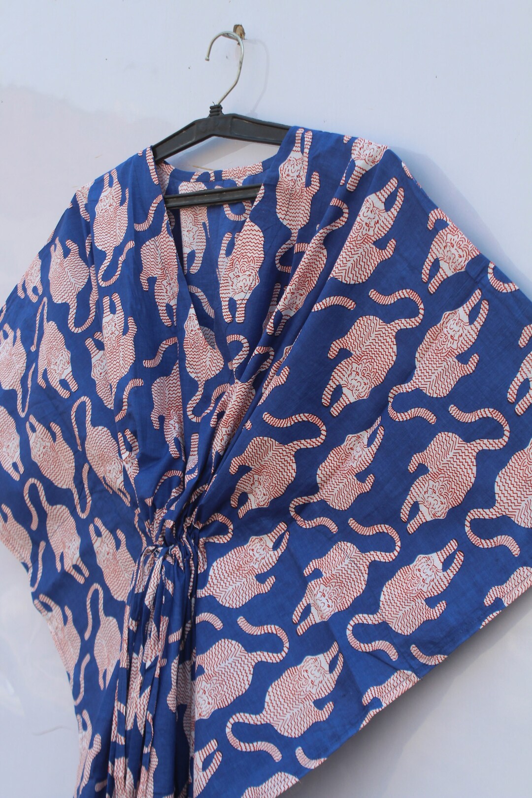 Jungle Hand Block Print Women Kaftan, Indian Handmade Long Kaftan Dress ...
