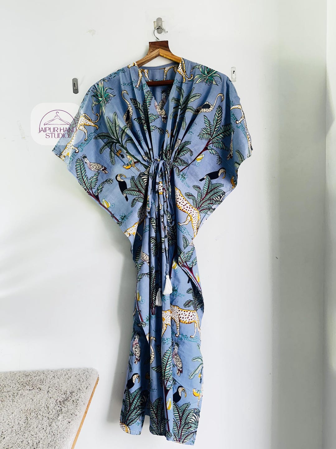 Jungle Block Print Cotton Maxi | Beautiful Blue Color Made Kaftan ...