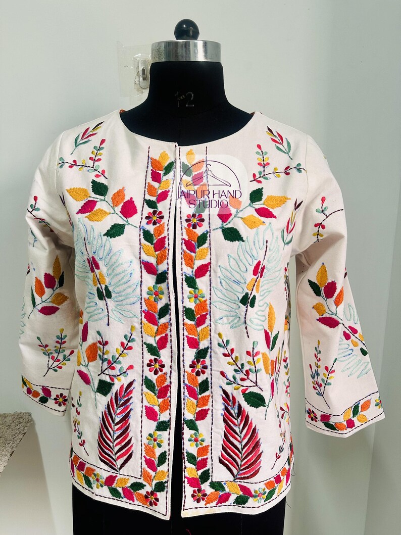 White Color Embroidery Women Jacket | Handmade Stitched Jacket ...