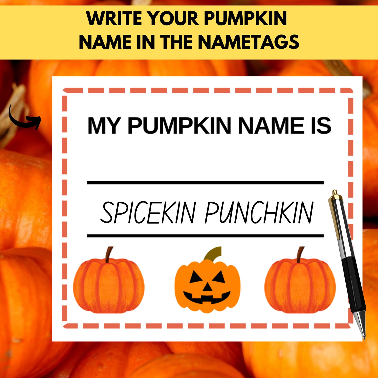 What's Your Pumpkin Name Game With Nametags|halloween Party Game ...