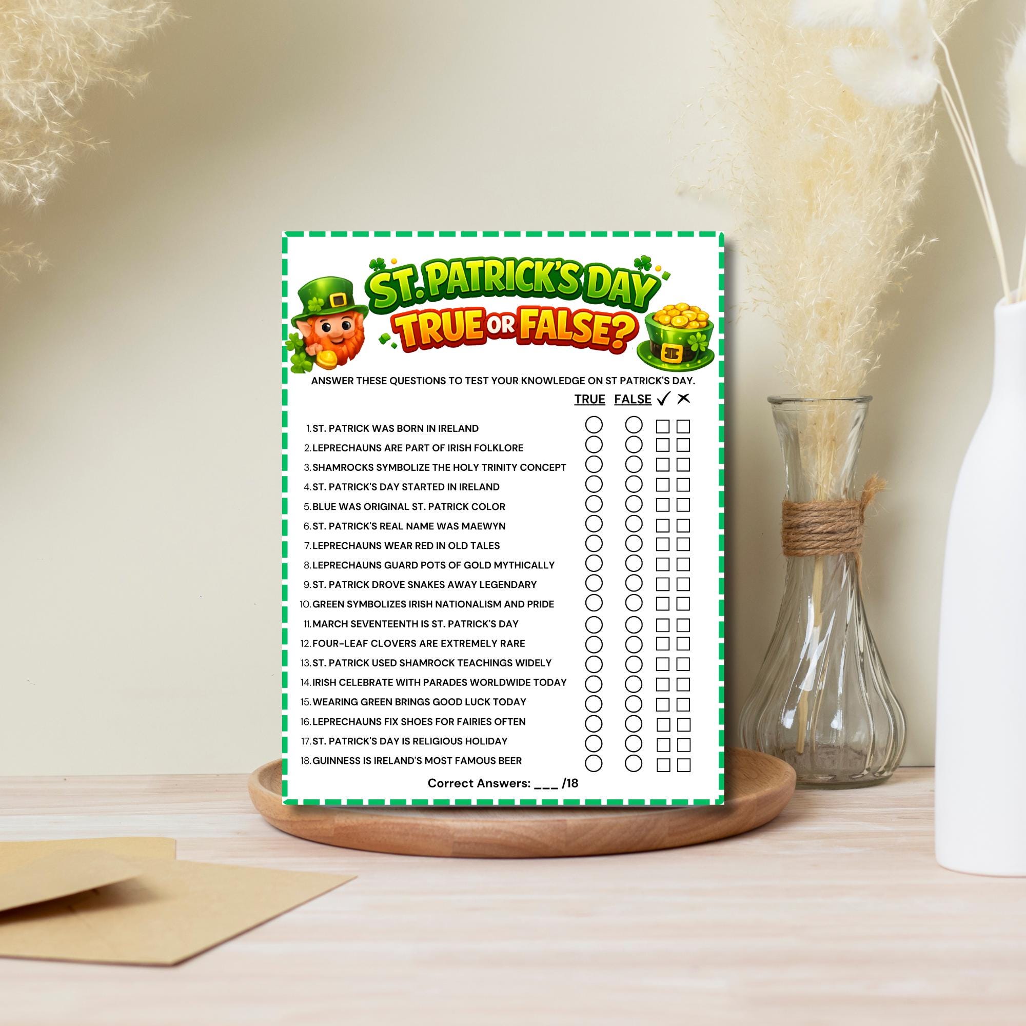 St. Patrick's Day True or False Game,st. Patrick's Day Party Game,irish ...
