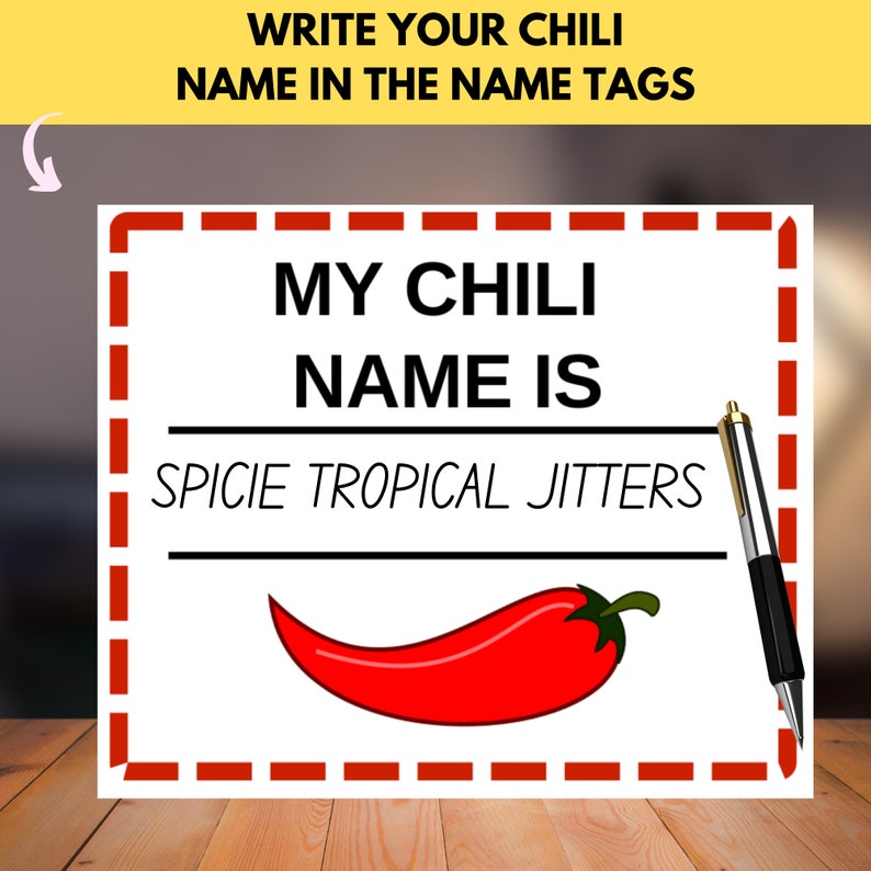 What's Your Chili Name Game With Nametags & Sign,christmas+birthday ...