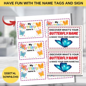 What's Your Butterfly Name Game With Nametags & Sign,birthday Party ...