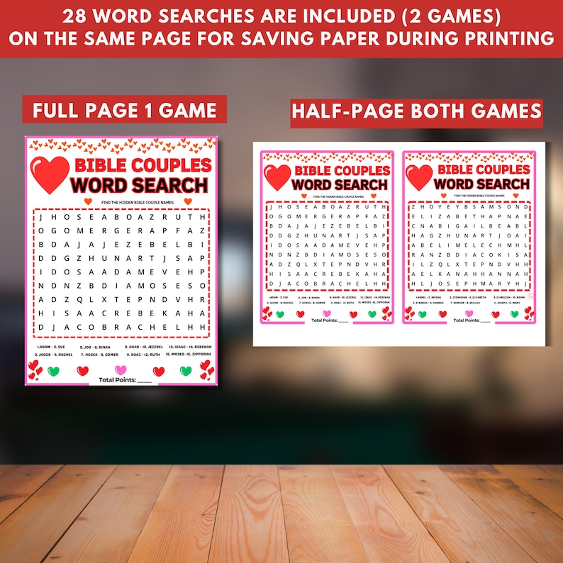 Bible Couples Word Search Printable|valentine's Day Party Game|sunday ...