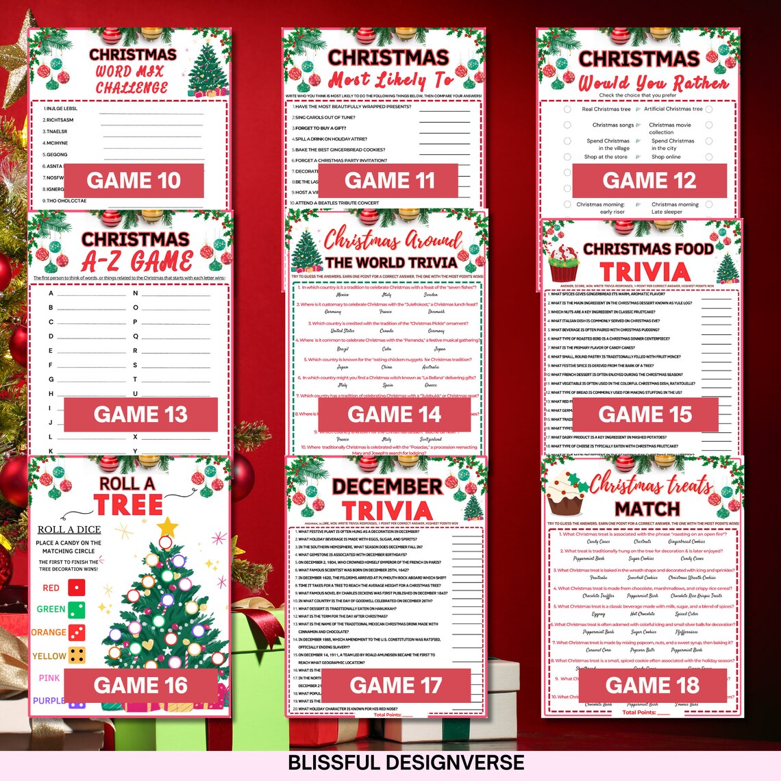 25 Christmas Party Printable Games Bundlechristmas Triviaquiz for Kids ...