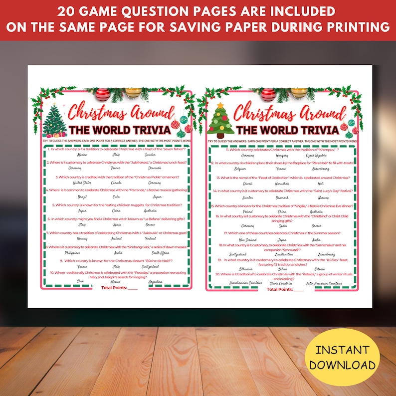 Christmas Around the World Trivia Game for Kids,teens,adults|christmas ...