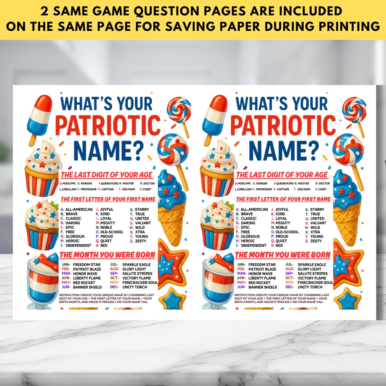 What's Your Patriotic Name Game With Nametags & Sign,4th of July Party ...