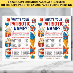 What's Your Patriotic Name Game With Nametags & Sign,4th of July Party ...