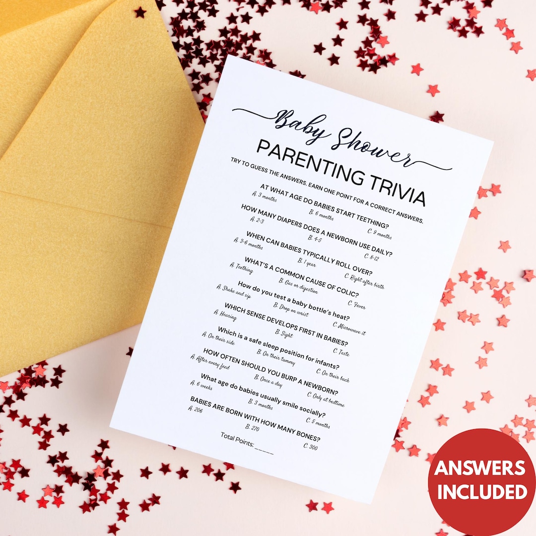 Parenting Trivia Printable Game,minimalist Baby Shower Game,funny Baby ...