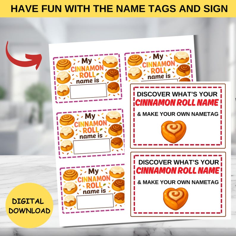 What's Your Cinnamon Roll Name Game With Nametags & Sign,fall Birthday ...