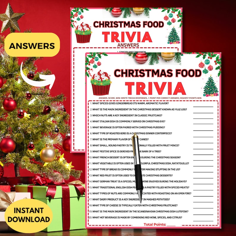 Christmas Food Trivia Gamechristmas Party Printable Quiz - Etsy